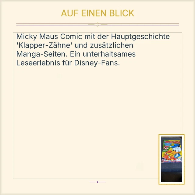 DISNEY MICKY MAUS Comic Klapper-Zähne Taschenbuch Deutsch mit Manga ...