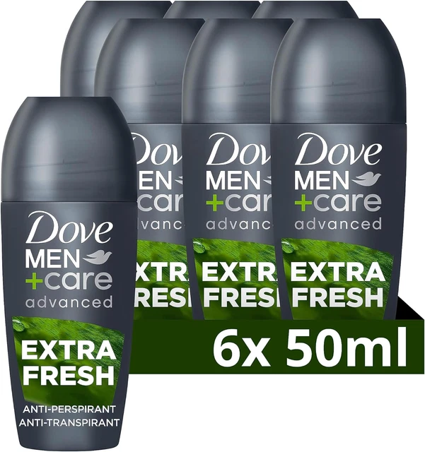 DOVE MEN+CARE EXTRA Fresh Anti-Perspirant Deodorant Roll-On Pack of 6 ...