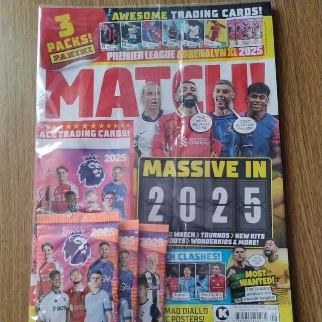 MATCH MAGAZINE 31ST Dec 2024 Massive in 2025! + 3 packs PL Adrenalyn XL ...