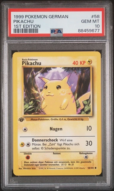 1999 POKEMON GERMAN 1st Edition Base Set Pikachu 58/102 PSA 10 GEM MINT EUR 279,00 - PicClick FR