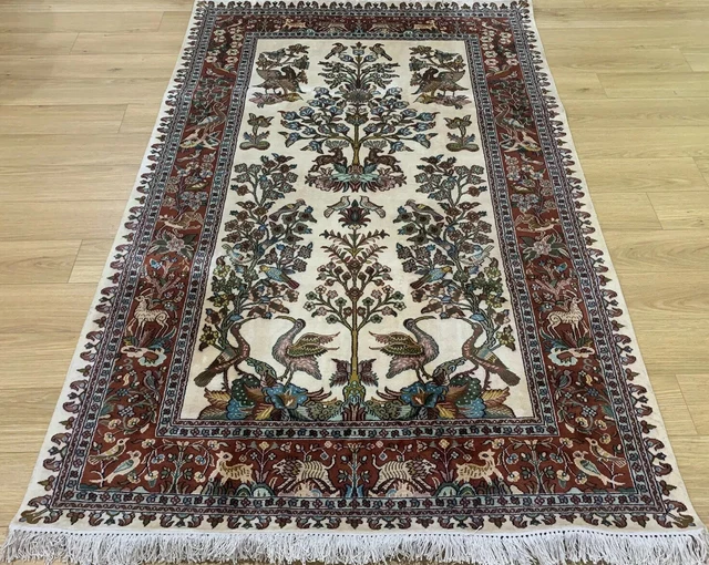 ORIENTAL PERSIAN “ Tree of Life “Kashmir Hand Knotted Silk Rug Carpet ...