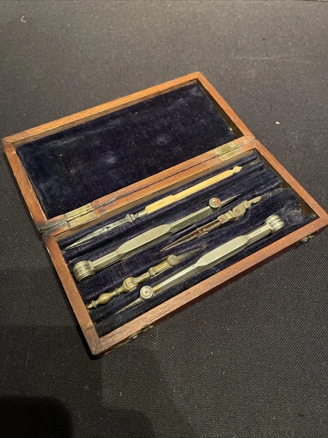 ANTIQUE STANLEY VICTORIAN Technical Drawing Drafting Set In Case £4.99 ...