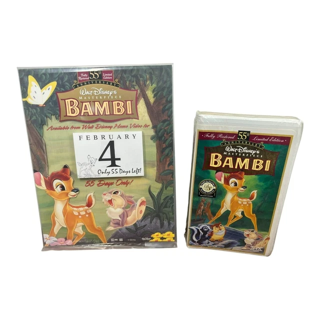 WALT DISNEY BAMBI 55th Anniversary Sealed VHS and Promotional Calendar ...