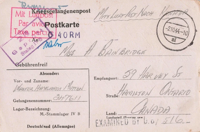 GERMANY 1944 WWII Prisoner of War Camp STALAG IV-B Mühlberg Postcard ...