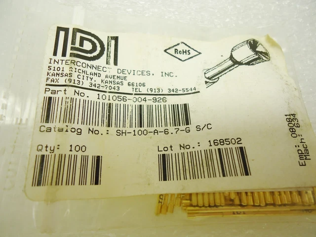 IDI VERBINDUNGSGERÄTE 101056-004-926 Teststifte Desc SH-100-A-6,7-G S/C ...