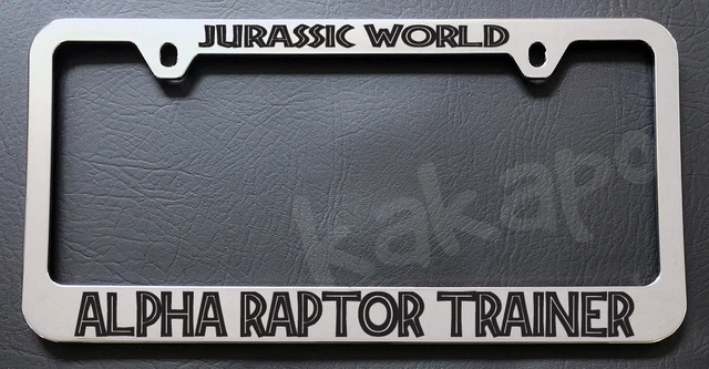 JURASSIC WORLD ALPHA Raptor Trainer Jurassic Park Chrome License Plate ...