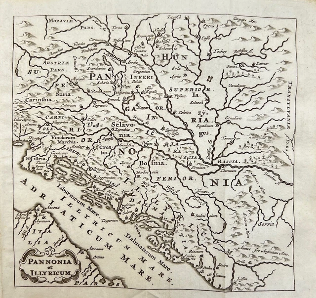 ANTIQUE MAP PRINT - Europe - Map of Pannonia and Illyricum - Roman ...