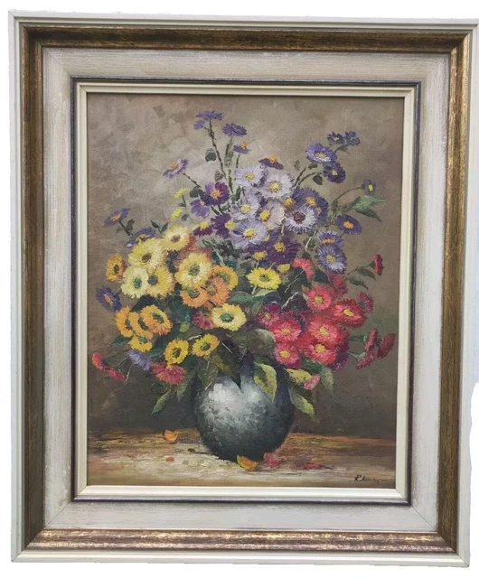ÖLGEMÄLDE STILLLEBEN BLUMENSTRAUSS in Vase signiert R.Winter EUR 85,90 - PicClick DE