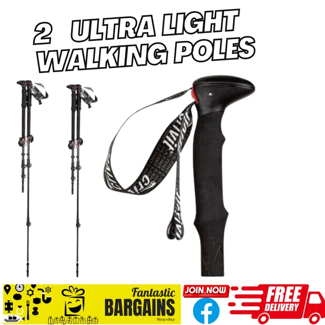 CRIVIT ALUMINIUM WALKING 2 Poles Ultra Light Robust Extendable Locking ...
