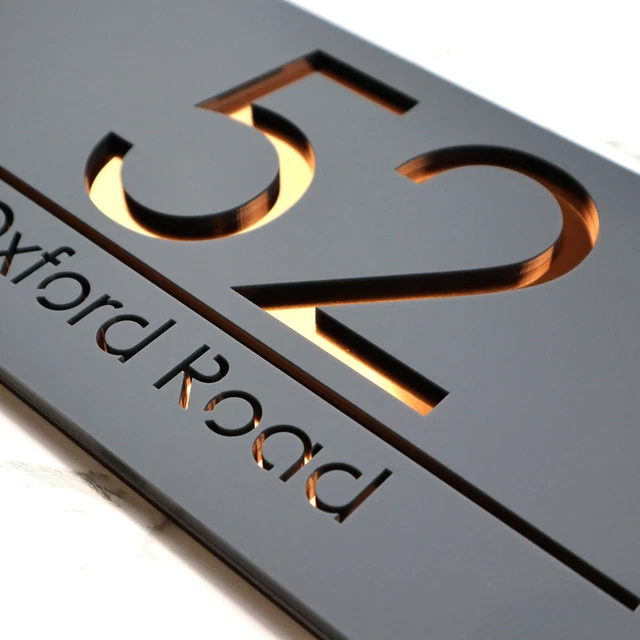 DOOR SIGN HOUSE Numbers Laser Cut Grey Copper House Numbers Address ...