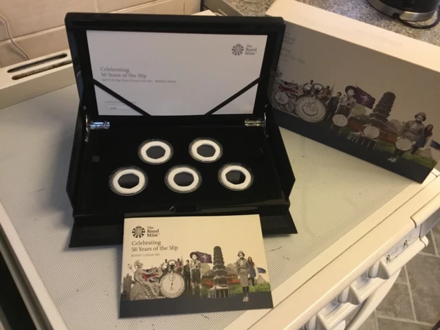 2019 UK CELEBRATING 50 Years of 50p British Culture Set Silver Proof ...