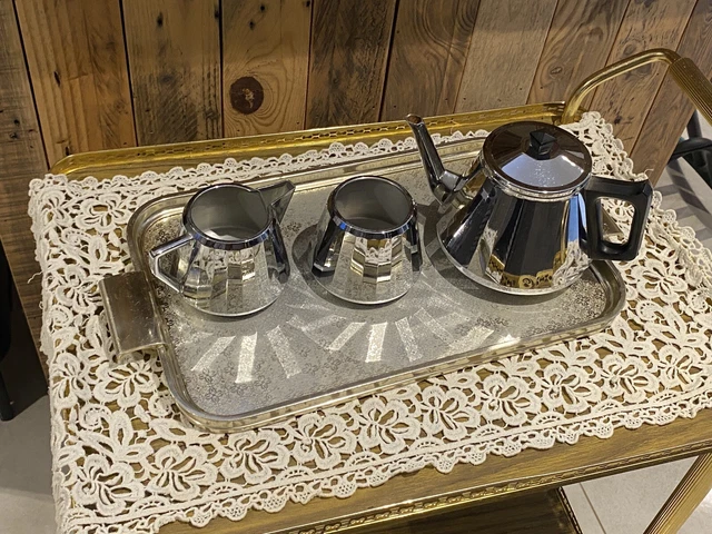 VINTAGE SWAN BRAND Cromalin Doric Ware Tea Pot & Milk Jug & Sugar Bowl ...