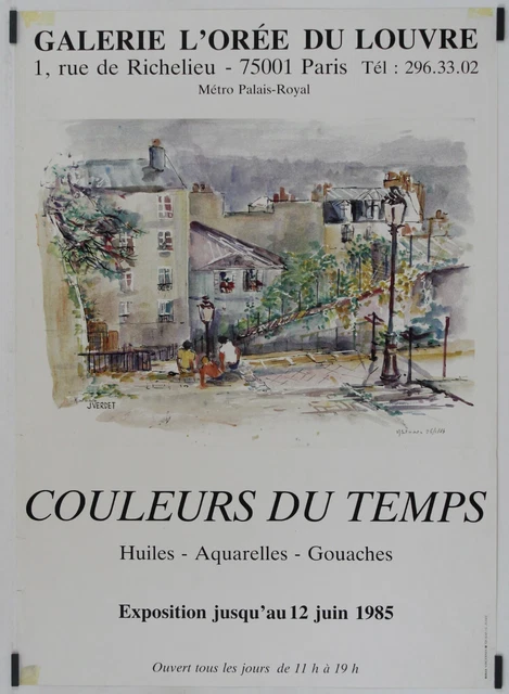 VERDET J. MONTMARTRE couleurs du temps 1985 Affiche Originale ...
