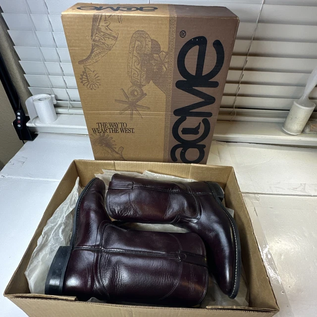 VTG ACME HAWKEYE Roper Leather Western Cowboy USA 15709 Boots Mens 9 1/ ...