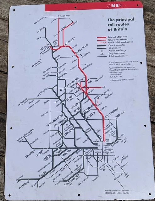 ORIGINAL GNER RAILWAY Britain Route Map Sign £73.52 - PicClick UK