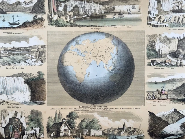 1862 WORLD PHYSICAL Geography Map (Lithographed Maps With Thumbnails ...