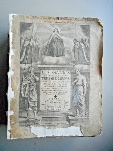 1657 -LES ŒUVRES de la sainte mère Terese de Iesus EUR 25,89 - PicClick FR