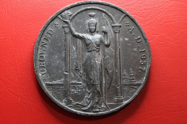 1937 CORONATION BRONZED Medal George V1 Queen Elizabeth Soft Metal ...