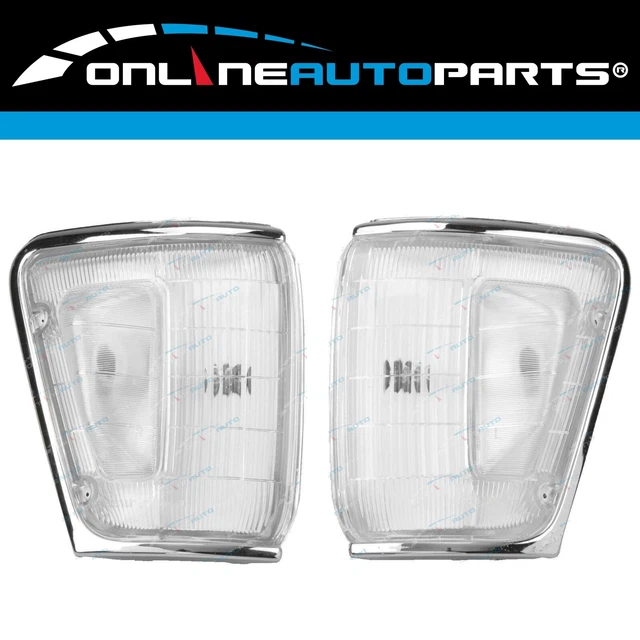 LH+RH CHROME CORNER Indicator Lights Pair w/Clear Hump for Toyota Hilux ...