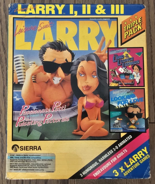 LEISURE SUIT LARRY Triple Pack, Sierra, IBM PC, 5.25"/3.5" Disks ...
