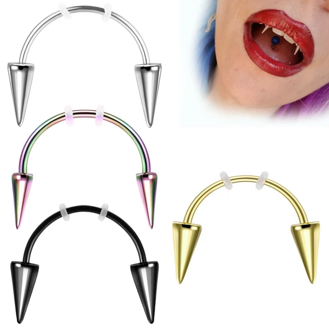 PAIR C ROD Smiley Face Lips Tiger Teeth Zombie Teeth Vampire Horseshoe ...