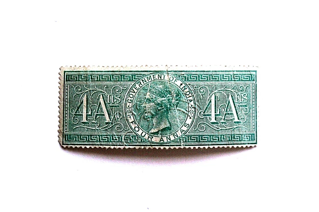 GOVERNMENT OF INDIA Fiscal 4 Annas Stamp - 19th Century (1893?) £2,589. ...