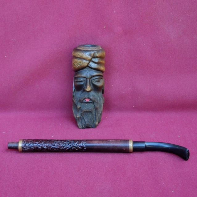 BIG VINTAGE ANCIEN USSR Tabac Pipe Soviétique Prison Art Diable King ...