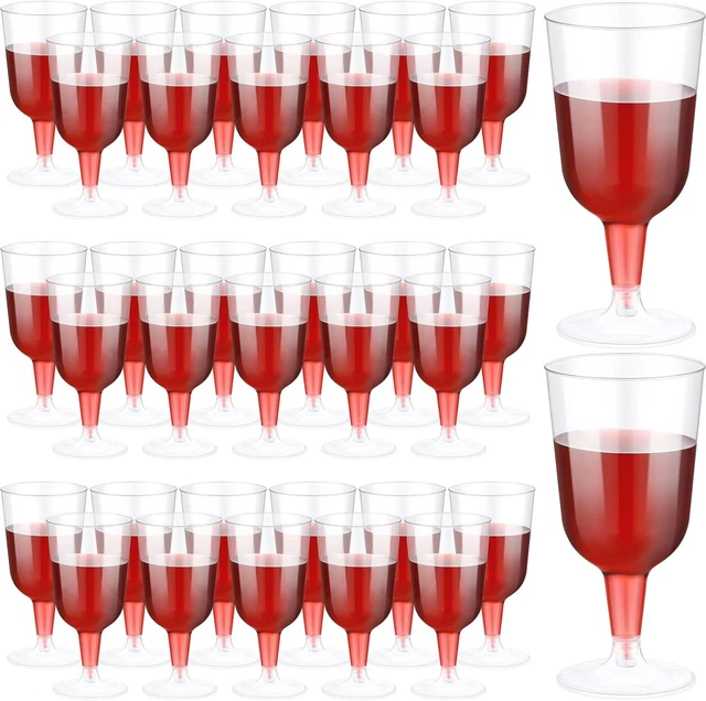 100 PCS PLASTIC Wine Glasses with Stem 6Oz Plastic Party Wine Cups ...
