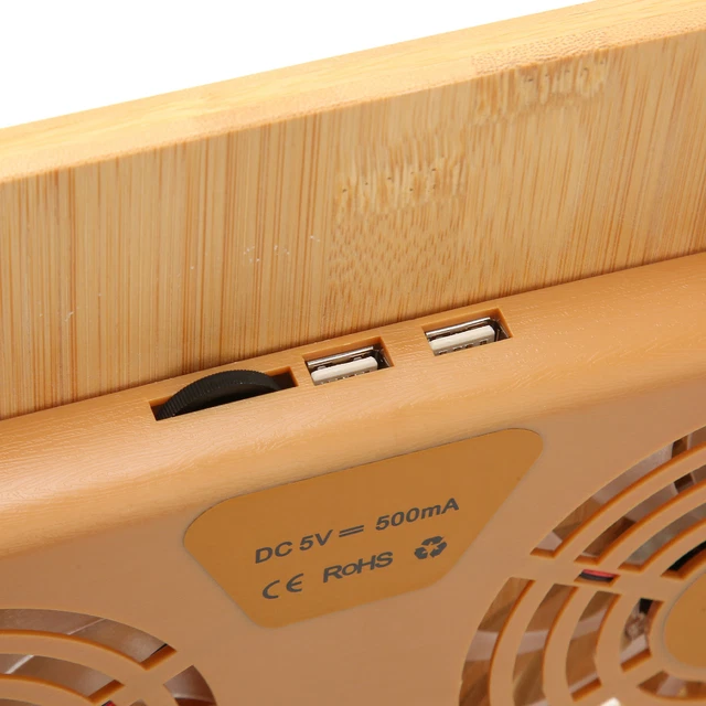 BAMBOO LAPTOP COOLING Pad Portable Laptop Cooler With Dual Fans Gaming ...