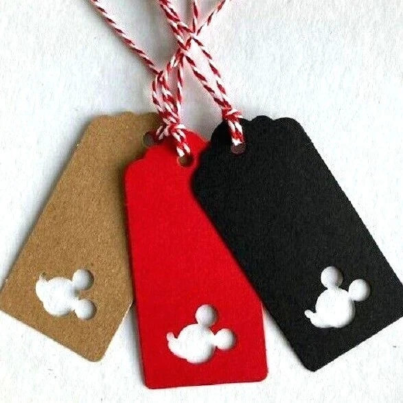 CHRISTMAS MICKEY MOUSE Gift Tags Cut-out Kraft Card Label Disney Gift ...