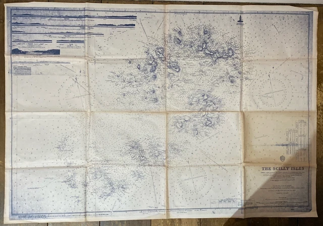 1860 SCILLY ISLES Antique Sea Chart Coastal Map England West Coast UK ...