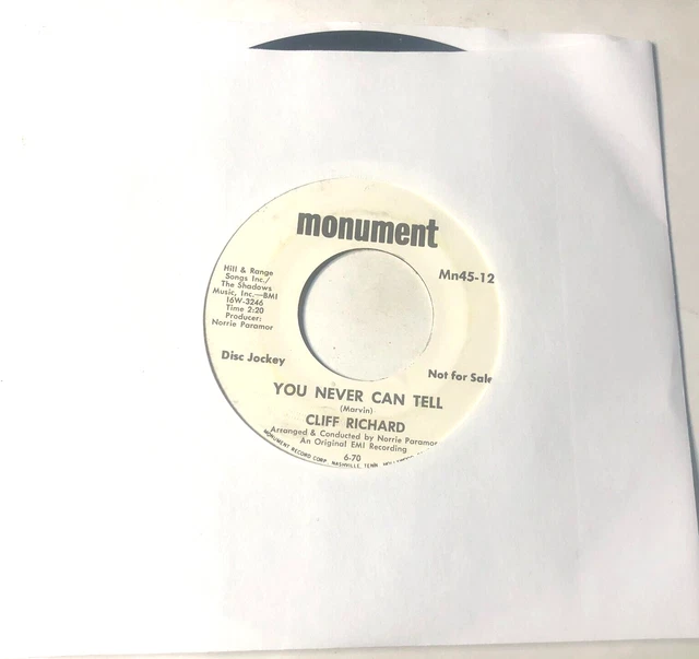 CLIFF RICHARD 7& Record 45 WL Promo You Can Never Tell / Goodbye Sam ...