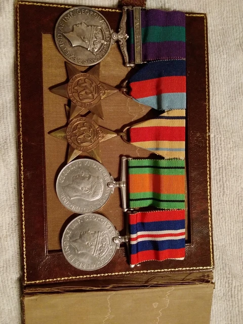 WW2 MEDALS & Palestine Medal named and numbered in display wallet PT E ...