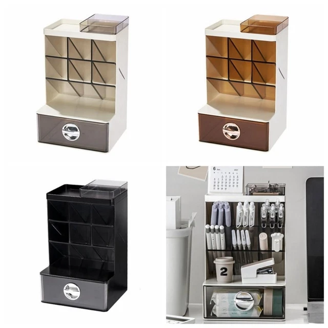 STACKABLE DESIGN STATIONARY Organizer Makeup Vanity Storage Box School ...