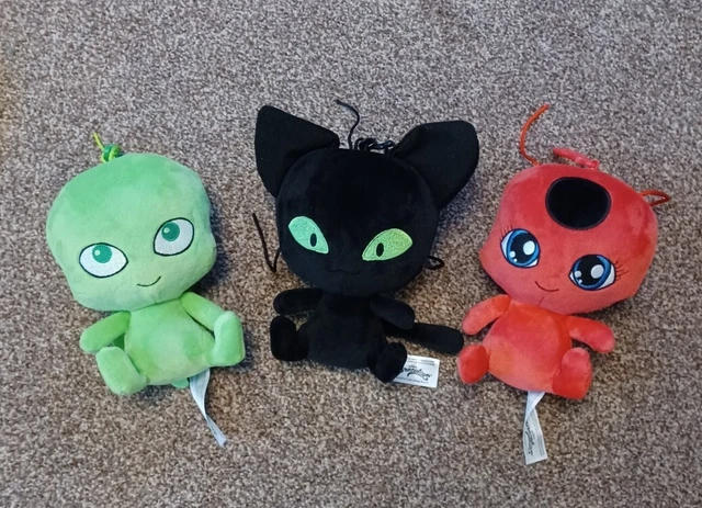3 MIRACULOUS LADYBUG & Cat Noir Kwami Plush Soft Toys Tikki Plagg Wayzz ...