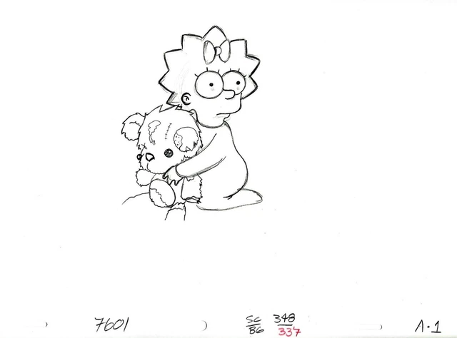 THE SIMPSONS ORIGINAL Production Animation Cel Drawing from Fox 1993 ...
