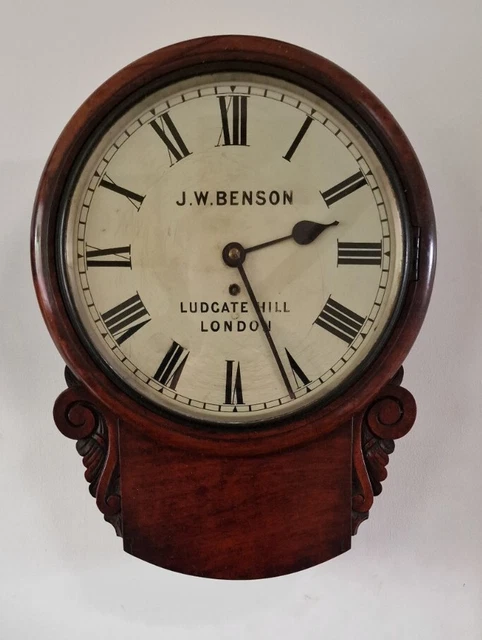 ANTIQUE J.W BENSON Ludgate Hill London Rare 50cm Fusee Drop Dial Wall Clock £1,249.99 - PicClick UK