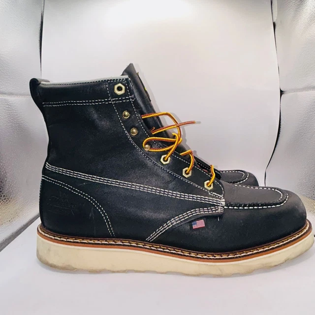 THOROGOOD MENS 814-6201 Black 6" Moc Toe Max Wear Wedge Sole Boots Size ...