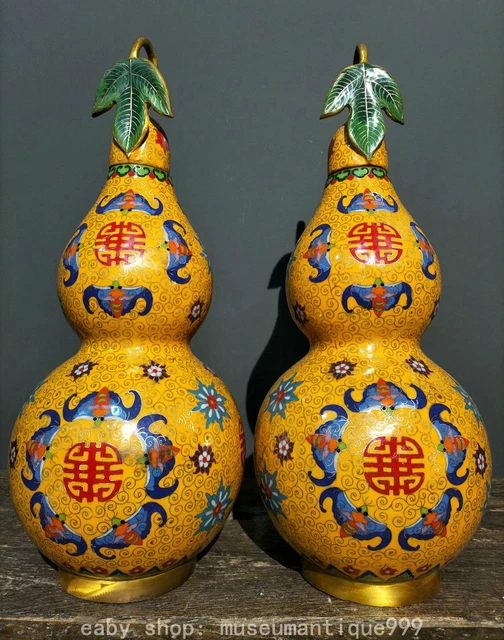 VASO DA VASO 19,6"" Qianlong antico smalto cinese cloisonne pipistrello ...