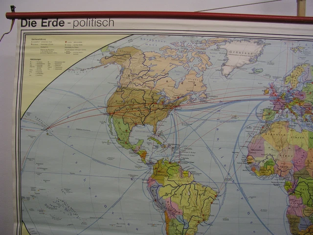 SCHOOL WALL MAP Beautiful Old World Map Political 245x142c Vintage ...