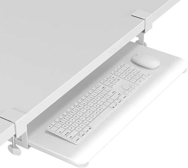 BONTEC UNDER DESK Keyboard Tray,Slide Out Keyboard & Mouse Tray 25.6x11 ...