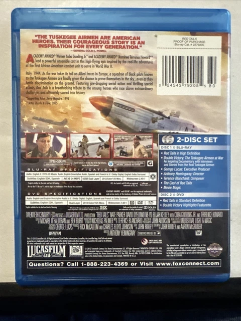 RED TAILS (BLU-RAY + DVD, 2012, 2-Disc Set) Cuba Gooding Jr. Rare OOP ...