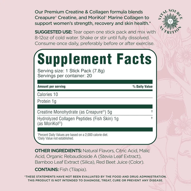 2PACK VITAL SOURCE Nutrition Flexi Creatine Collagen Stick Packs ...