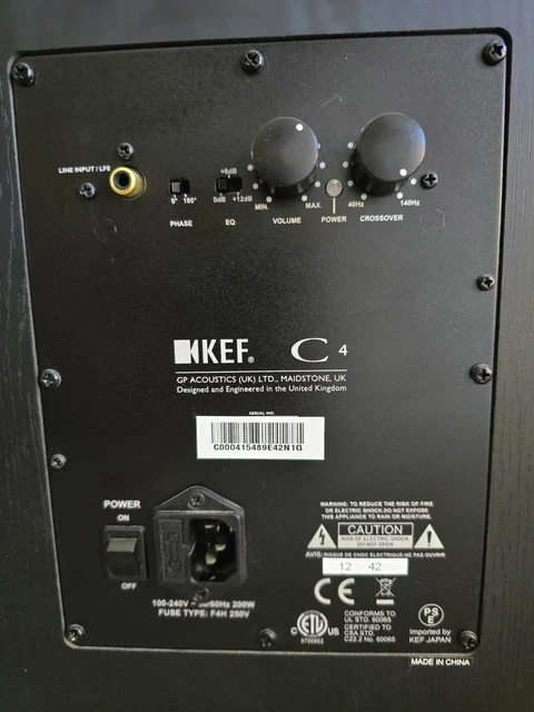 KEF C4 200W RMS Black Active Subwoofer for Home Cinema Theatre £104.68 ...
