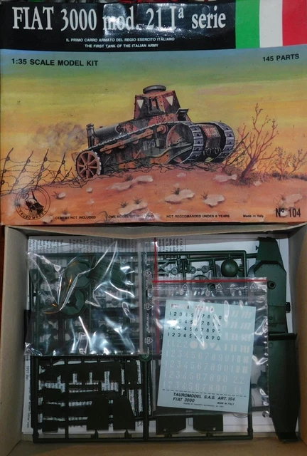 TAURO MODEL RÉF 104 . 1/35 . ITALY TANK CHAR FIAT 3000 21 Ia. WWI ...