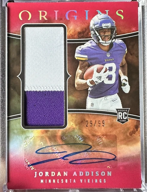 2023 PANINI ORIGINS Jordan Addison RPA/99patch Auto Vikings RC Rookie ...