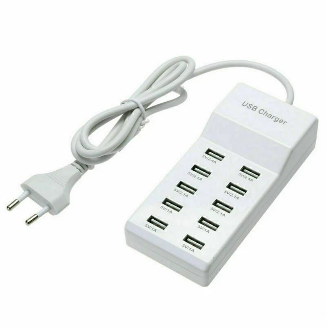 UNIVERSAL 10-FOLD MULTI USB Port Power Supply Adapter Charger Mobile ...