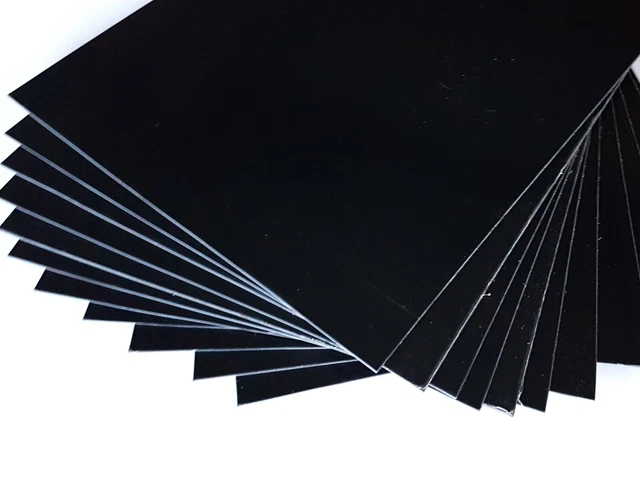 POLYSTYRENE BLACK PLASTIC Sheet 1.5mm Thick A3 Gloss Packs of 1, 3, 5 ...
