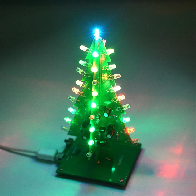 DIY 3D LED Flashing Christmas Tree Circuit Kit Glitter Learning Set,t ...