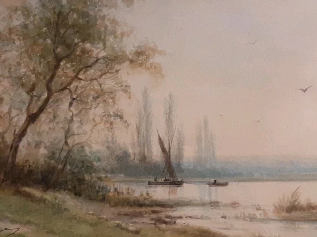 ANCIEN TABLEAU AQUARELLE Paysage Et Bateaux Daté 1876 Signé Cadre Doré EUR 50,00 - PicClick FR